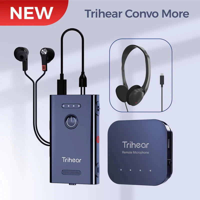 TriHear Convo More Rechargeable Hearing Amplifier with Remote Micropho ...